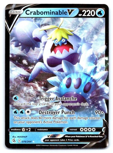 Crabominable V Pokemon Holo Ultra Rare SWSH08: Fusion Strike 076/264 | eBay