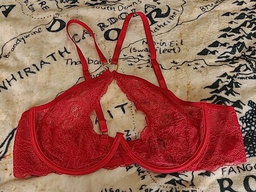 Frederick's Of Hollywood Size Small/Medium Red Lace Bra Cutouts Strappy ...