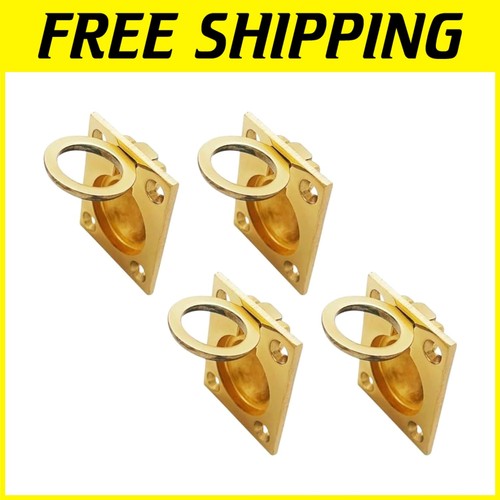 Classic Solid Brass Flush Ring Pulls, 4 Pack, Polished Finish - 36 ...