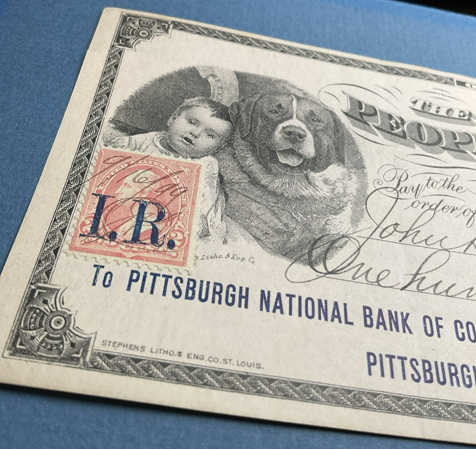 1899 Cancelled Check Child St Saint Bernard 2-cent Postage Stamp People ...