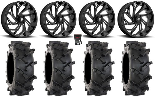 Fuel Reaction 22" Wheels Black +0mm 37" MT410 Tires Polaris RZR Turbo S ...