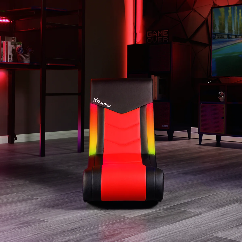 X Rocker 7003901 Solo Floor Rocker Gaming Chair with RGB Lighting, Red ...
