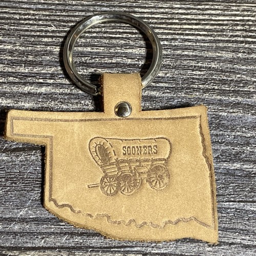 Vintage Oklahoma Sooners The Sooner Schooner Leather Keychain | eBay