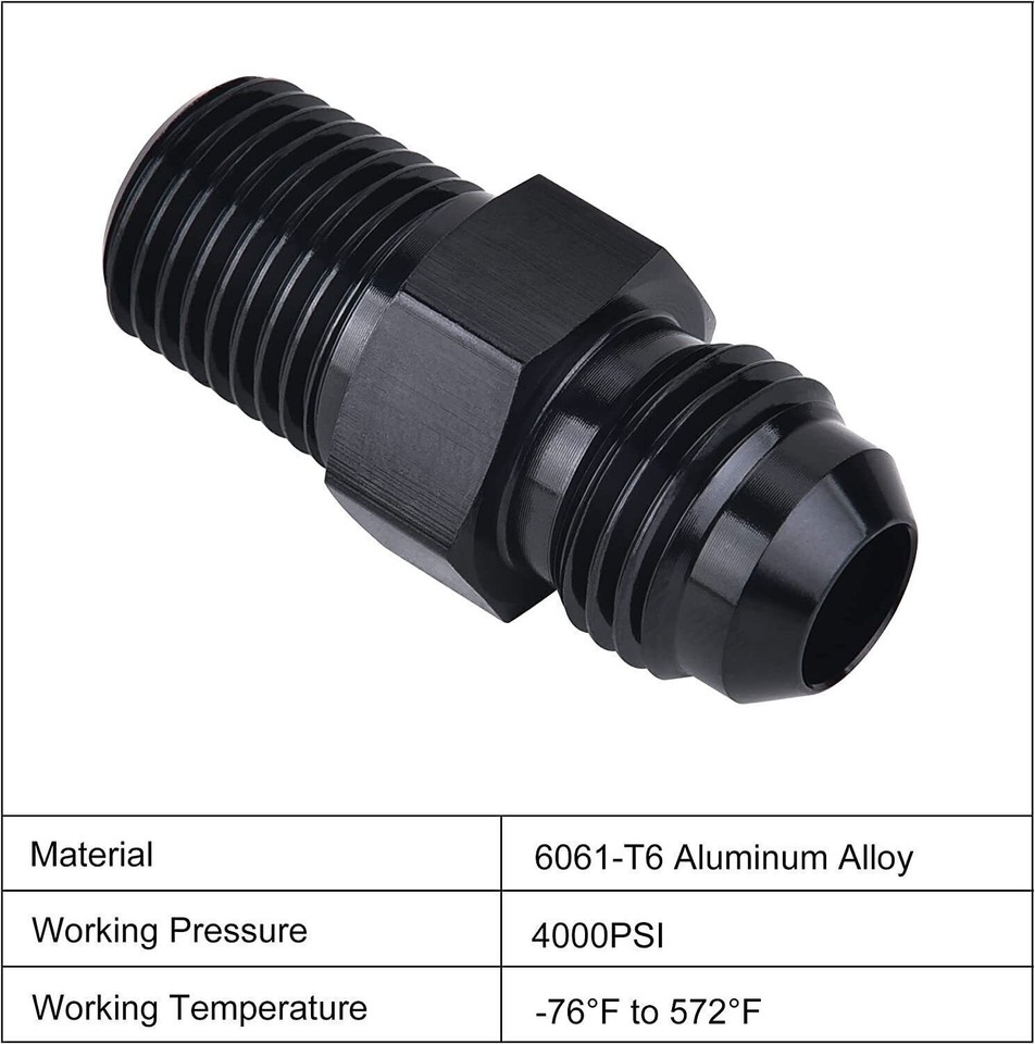 2X 1/4 NPT to 6AN Adapter Straight Pipe Thread to 6 AN Flare Fitting ...