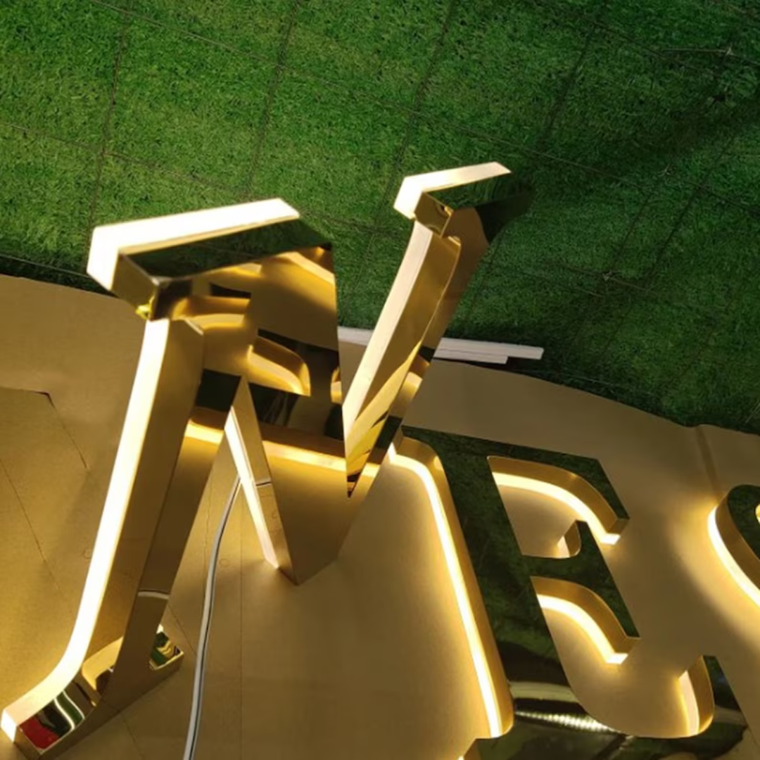 Custom 3D Metal Back Lit Letter Mirror Matte Glossy Polish Stainless ...