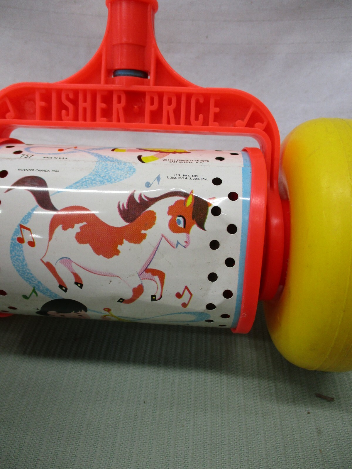 Vintage Fisher Price Musical Melody Chime Roller Push Toy #757 Nursery ...