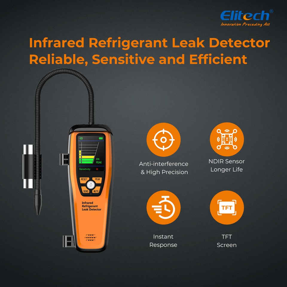 Elitech ILD-200 Advanced Refrigerant Leak Detector HVAC Tester NDIR ...