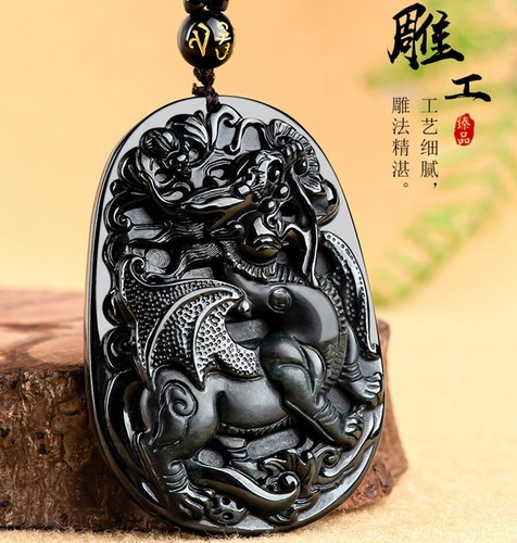 Certified Black Burma Natural Grade AAA Jade jadeite Kirin Pendant ...