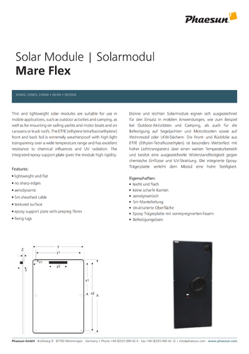 Solar Panel Semi Flexible Phaesun Mare Flex 120W 12V, EFTE, 5m cable ...