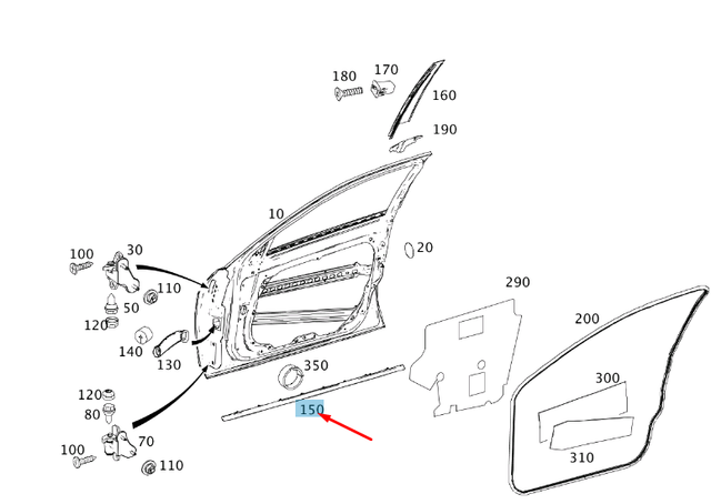 MERCEDES-BENZ E W212 Front Left Door Bottom Strip A2126904762 GENUINE ...