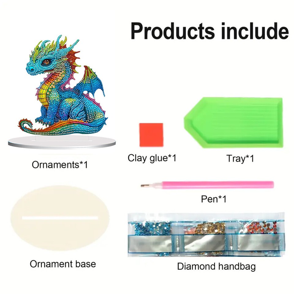 EY# Special Shape Desktop Diamond Art Kits Fox Animal Colorful Dragon ...