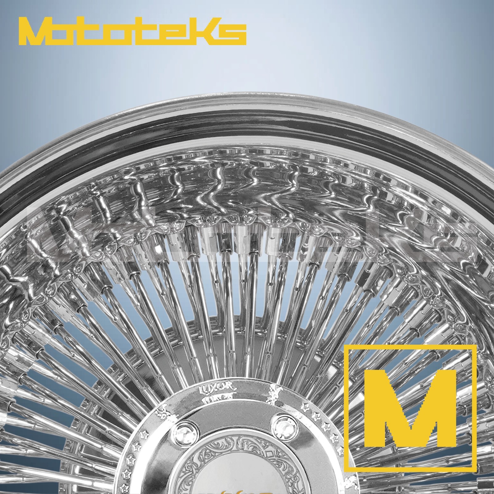 15X10 LUXOR WIRE WHEEL 100 STRAIGHT REV RIM CHROME SINGLE 1 PIECE SET ...