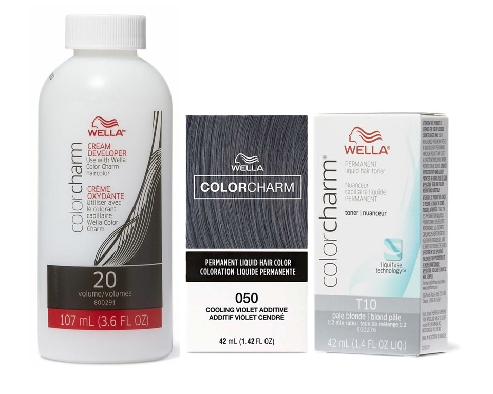 Wella Color Charm T-10, 14, 28, 050 with 20 DEVELOPER 0.21oz Combo ...
