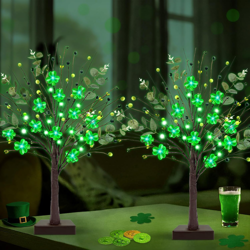 Prelit Timer St. Patrick S Day Decorations 2 Pack 24"/2FT Lighted St ...
