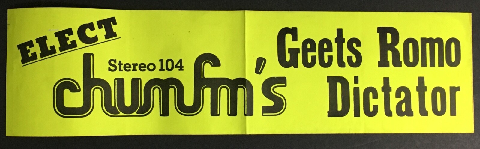 Chum FM Radio Station Car Bumper Sticker Advertising Geets Romo ...