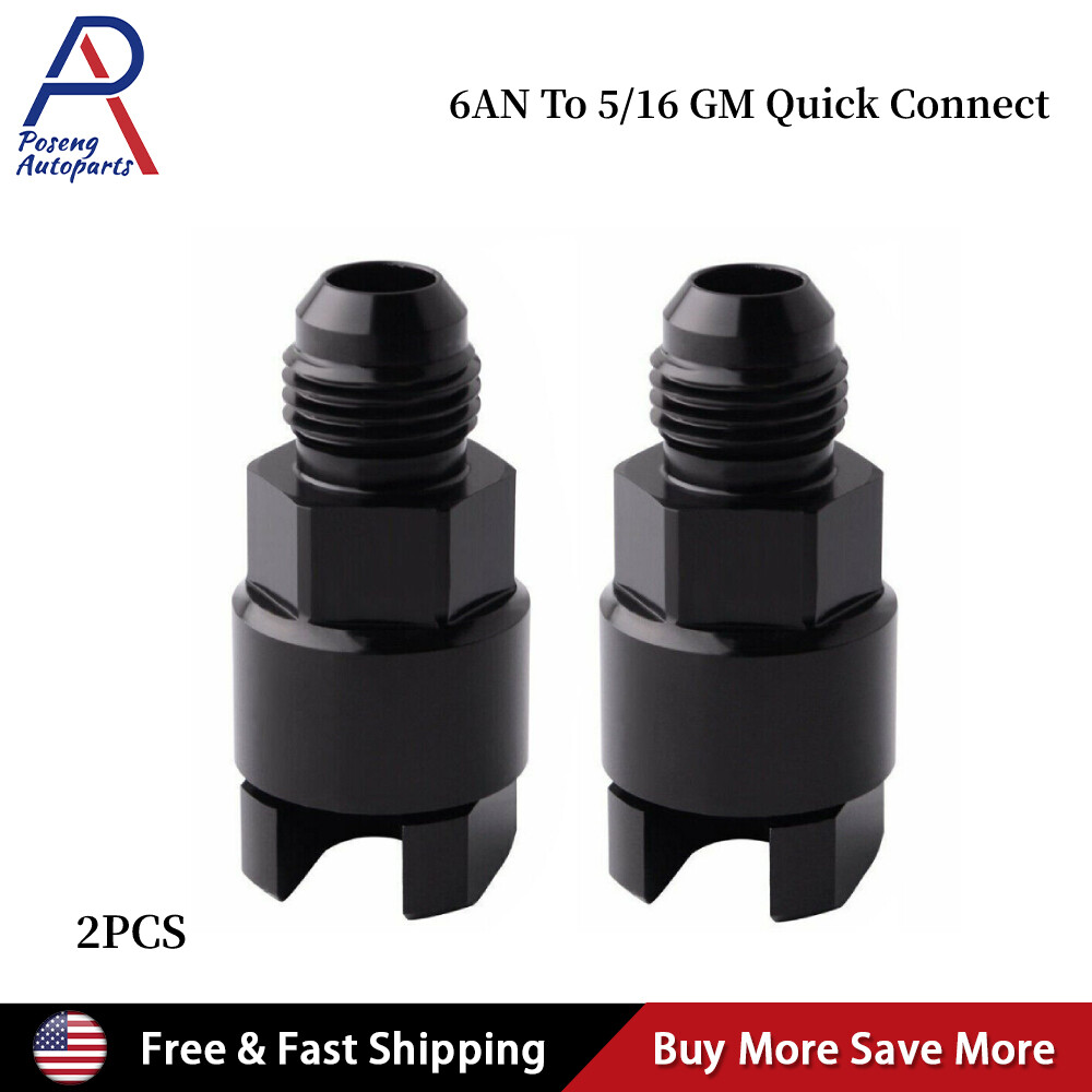 2PCS 6AN Fuel Adapter Fitting to 5/16" GM Quick Connect W/Thread Female ...