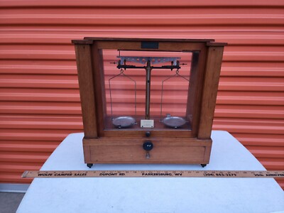 Vintage Analytical Apothocary Scales Wood/Glass Box Parts Or Repair ...