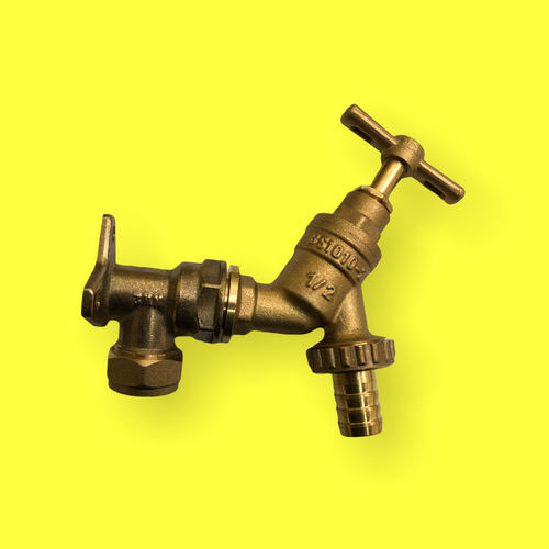 BRASS OUTDOOR GARDEN TAP KIT WALLPLATE BRACKET ELBOW WITH PIPE OUTLET ...