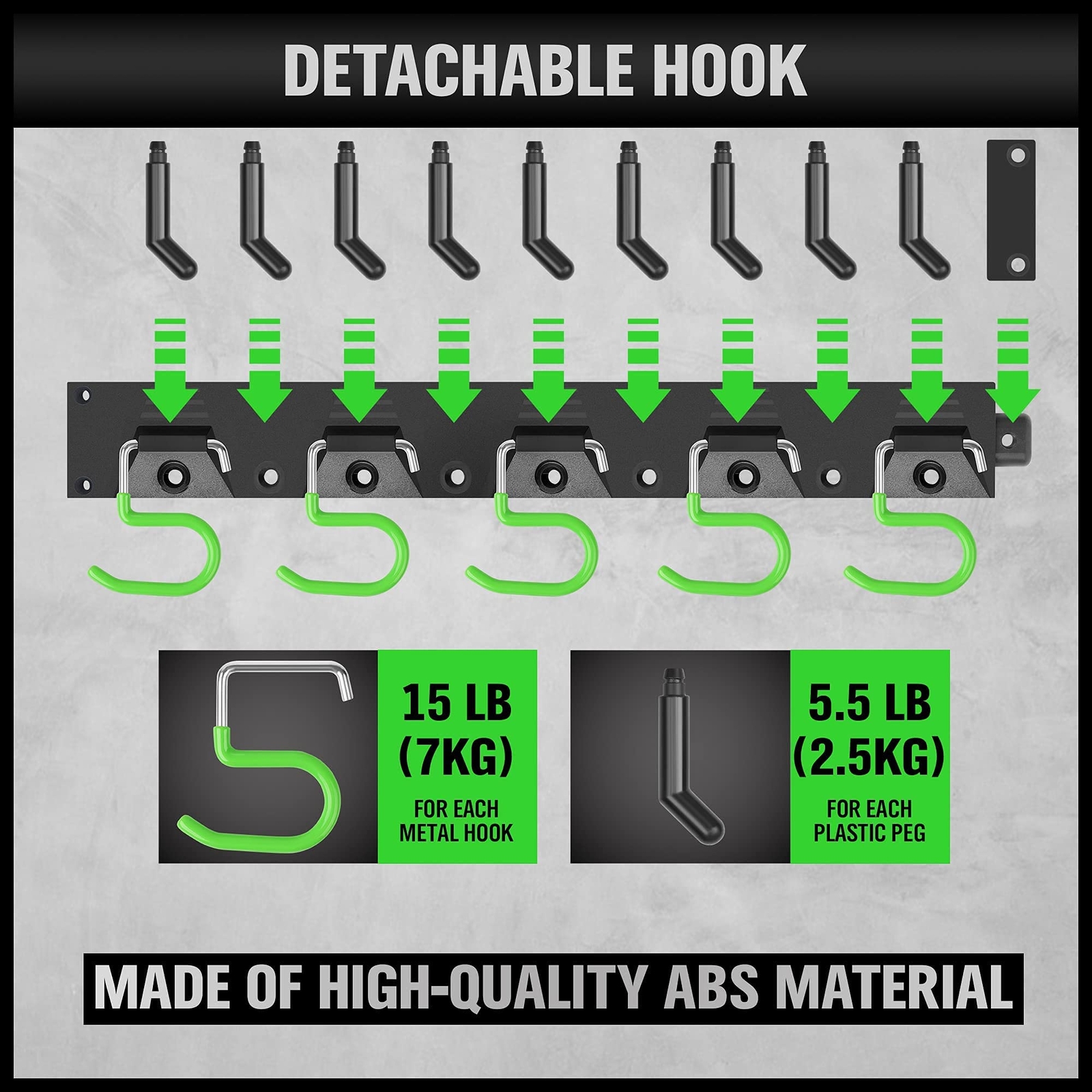 Swanlake Plastic 64 Inch Adjustable Storage System Wall Mounted Hooks ...