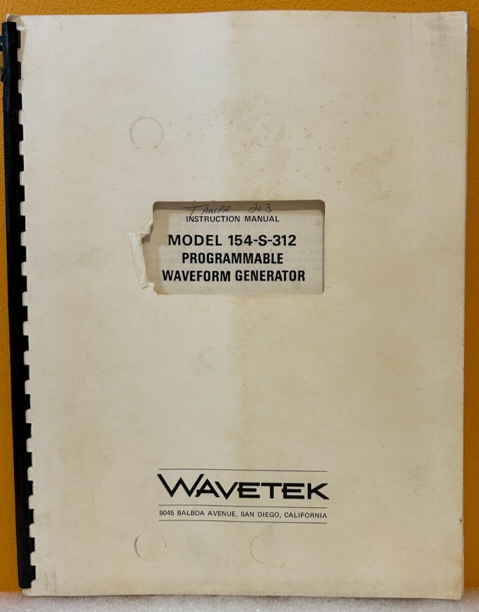 Wavetek 1972 Model 154-S-312 Programmable Waveform Generator Manual. | eBay