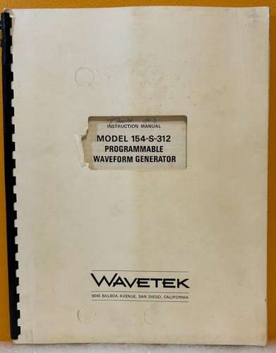 Wavetek 1972 Model 154-S-312 Programmable Waveform Generator Manual. | eBay