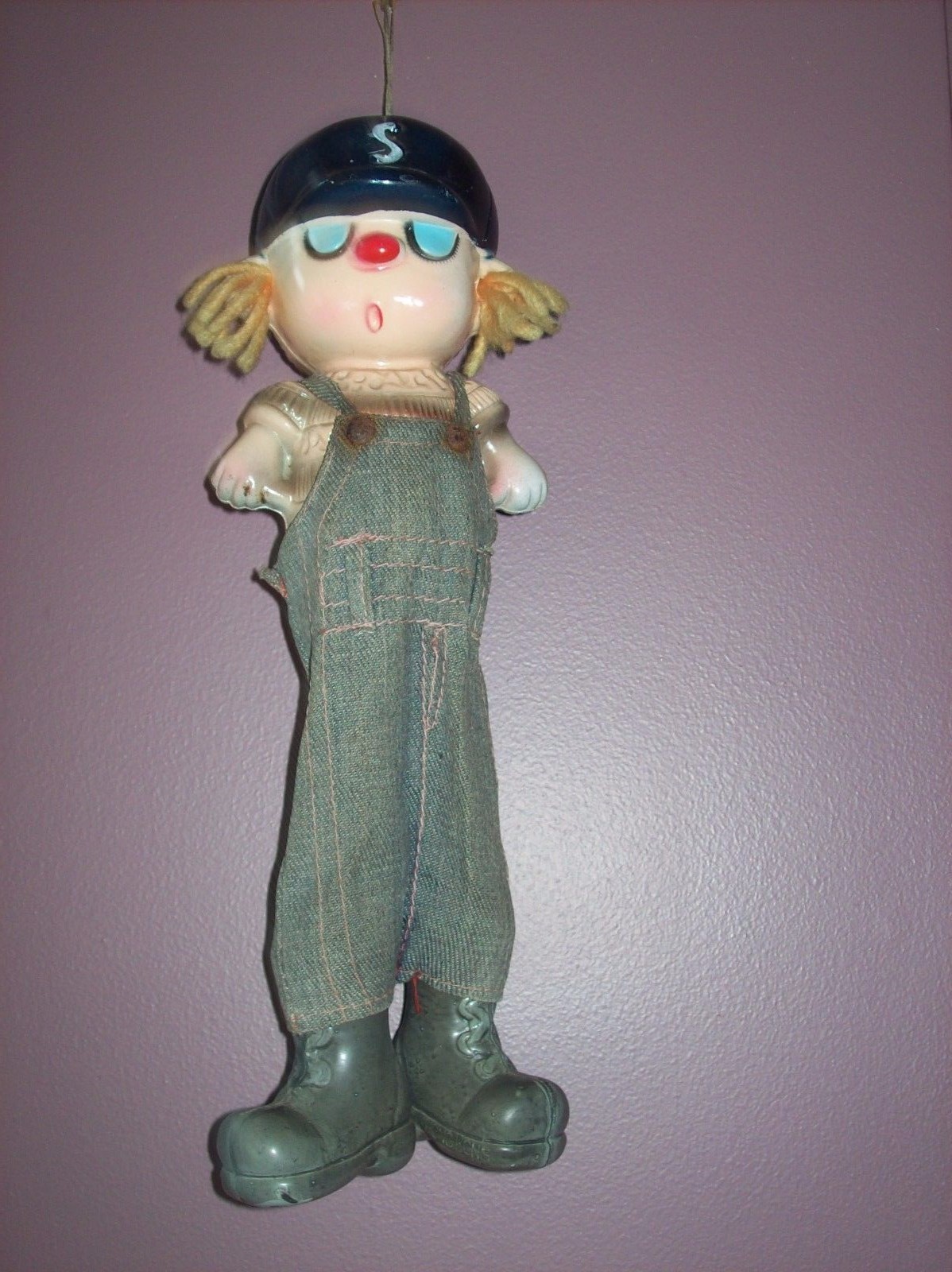 Vintage Antique Original 12" Hanging Girl Coin Bank Hard Plastic Hong ...