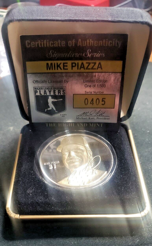 Mike Piazza Highland Mint Signature Series 1oz Silver w/Gold Plating ...