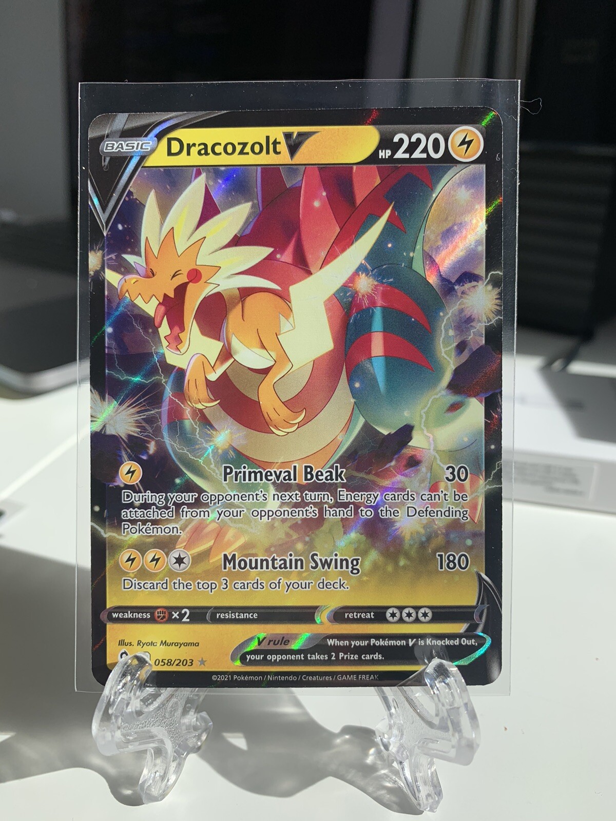 Dracozolt V 058/203 Evolving Skies NM Full Art Ultra Rare Pokemon Card ...