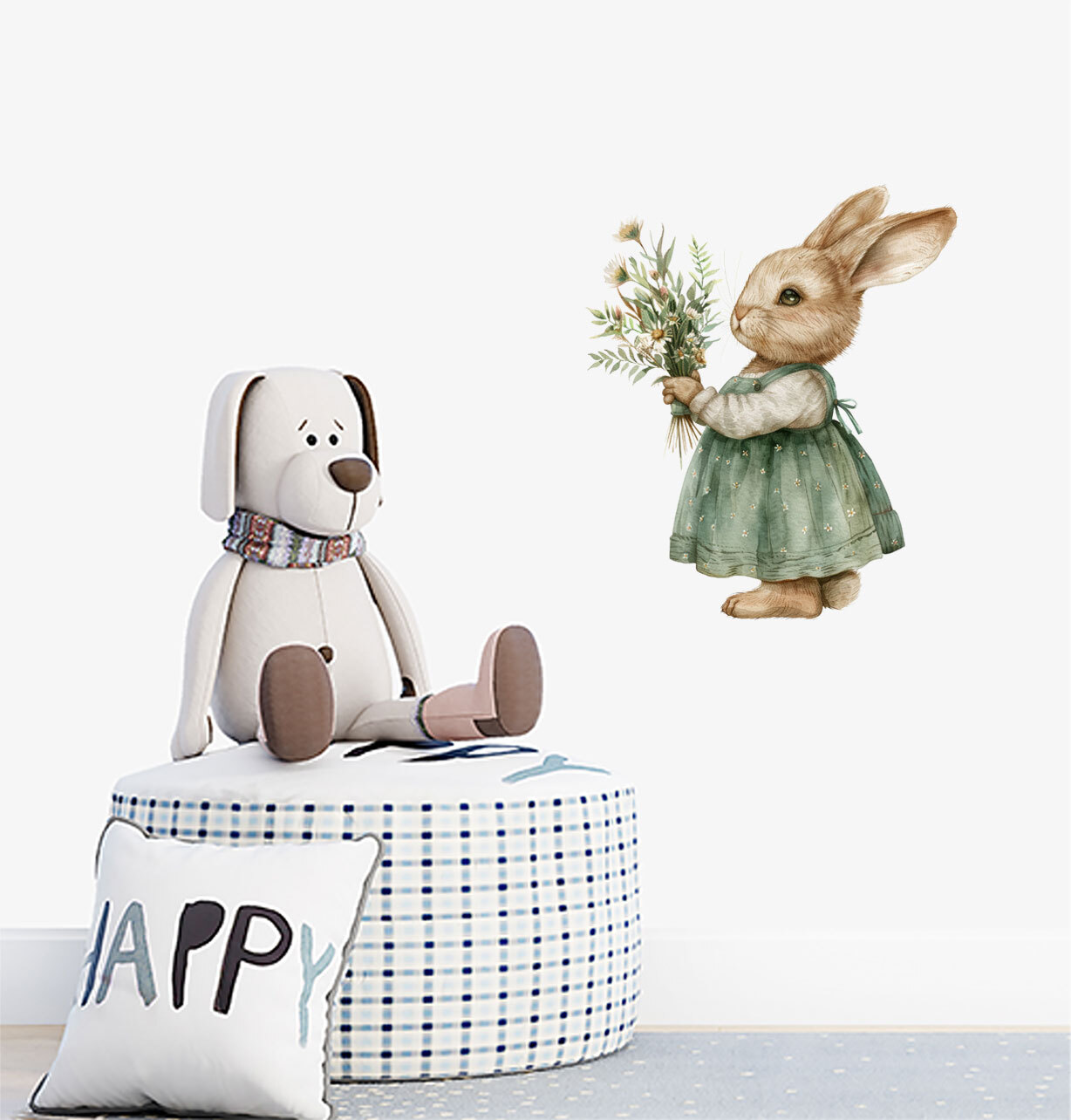 Colourful Peter Rabbit Flower Wall Art Bedroom Nursery Decor Vinyl ...