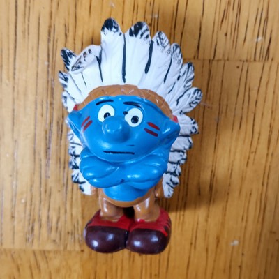 Vintage Smurf Native American Indian Chief w/Headdress 1981 Scheich ...