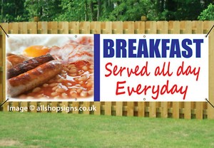 ALL DAY BREAKFAST SERVED HERE BANNER OUTDOOR SIGN waterproof PVC ...