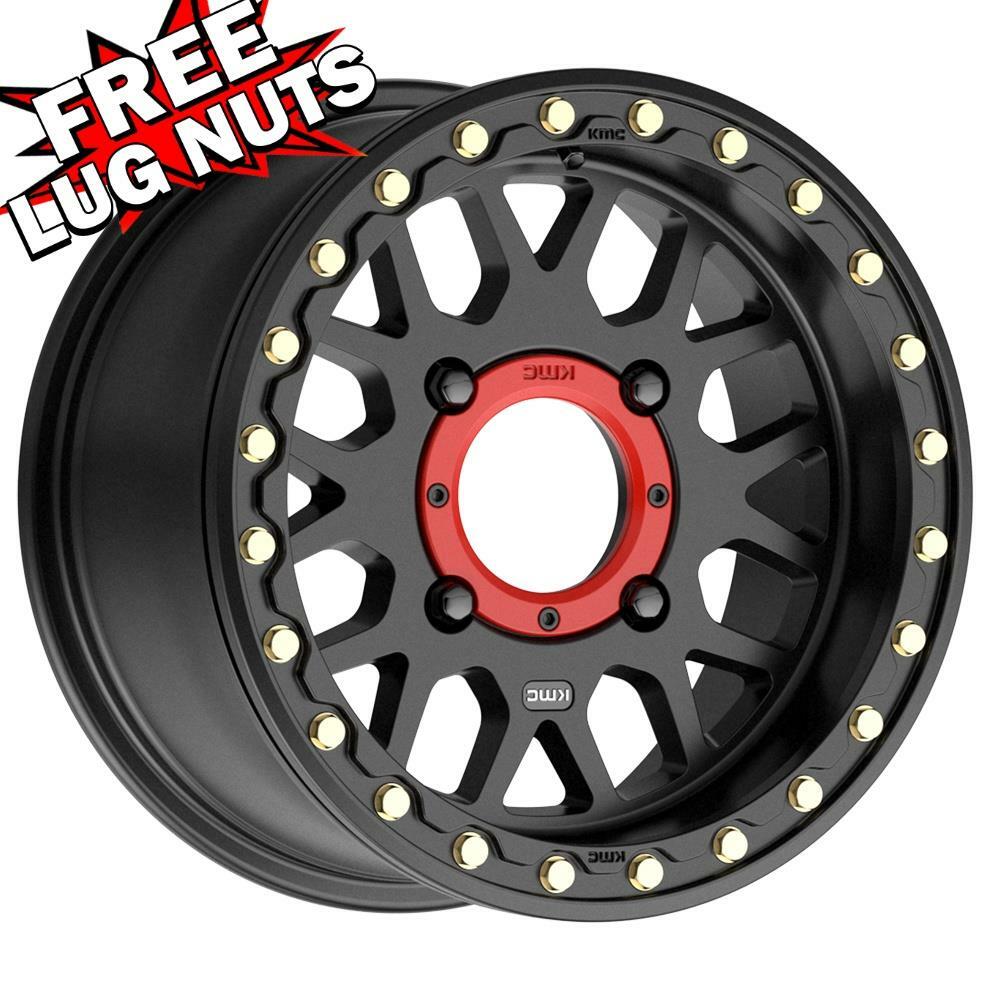 15 inch 15x10 KMC KS235 GRENADE BEADLOCK SATIN BLACK wheels rims 4x5.39 ...