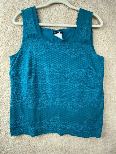 Rachel Adams Women's Size 1X Dark Teal Layered Textured Square Neckline ...