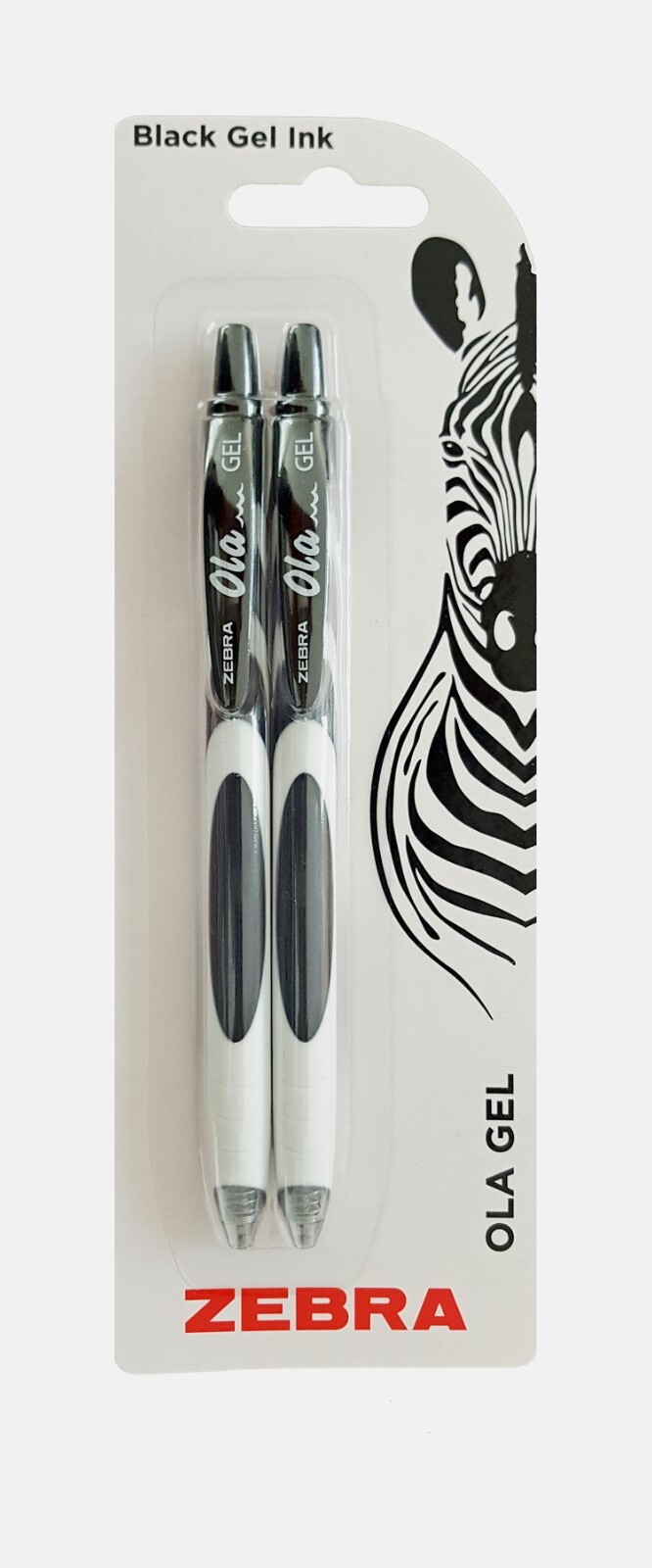 4 Zebra Ola Gel Pen Black Ink 2 x 2 Packs Retractable Medium Point Gel ...