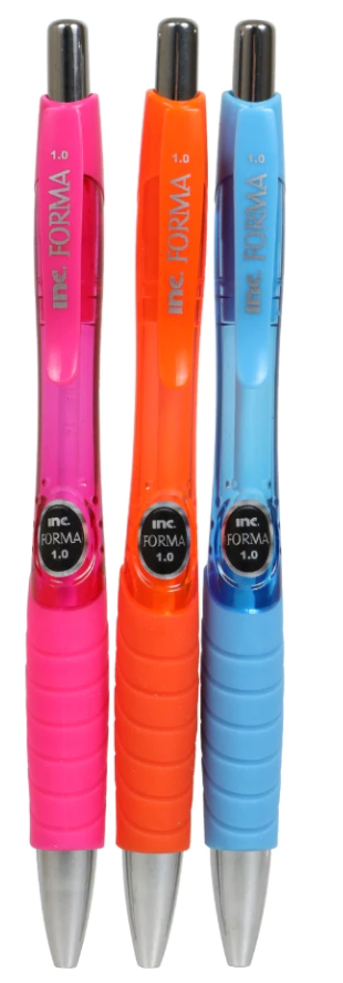 Inc. Forma Retractable Ball Point Pens 1.0 mm, Pack of 3 (Blue Ink) | eBay