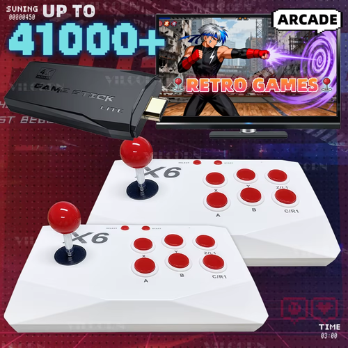 Arcade Video Game Console 4K TV Game Stick with Double Arcade Joysitck ...