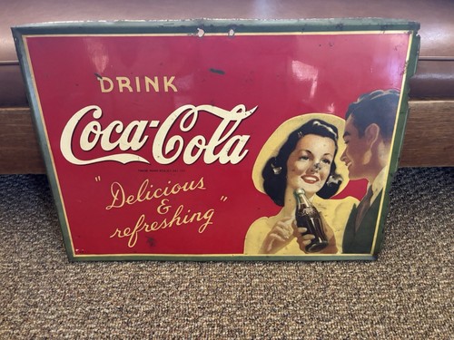 Authentic Vintage Coca Cola Metal Sign Coke Sign Soda Pop 20x28 AM 1-2 ...