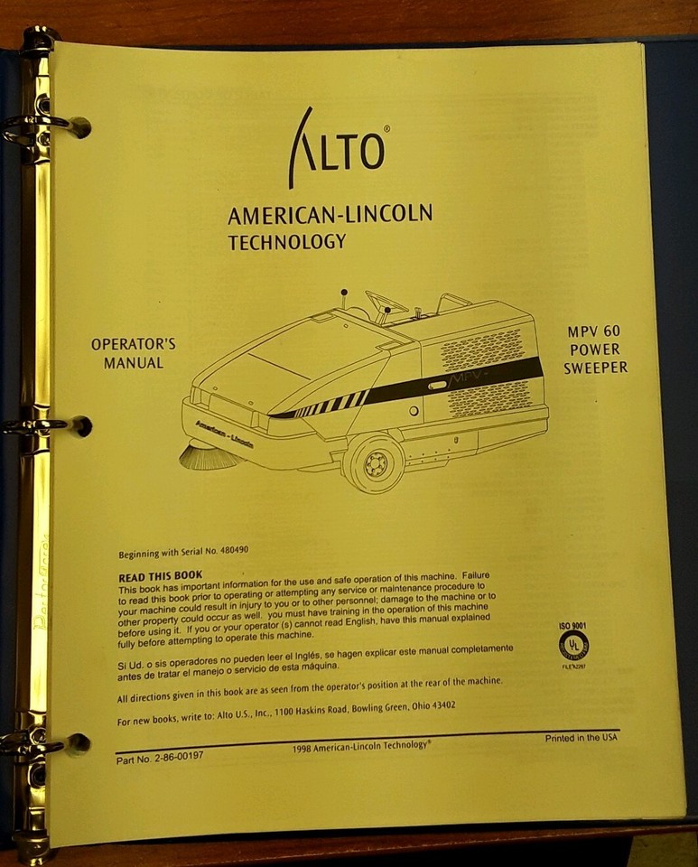 ALTO MPV 60 Power Sweeper Operator's Manual | eBay