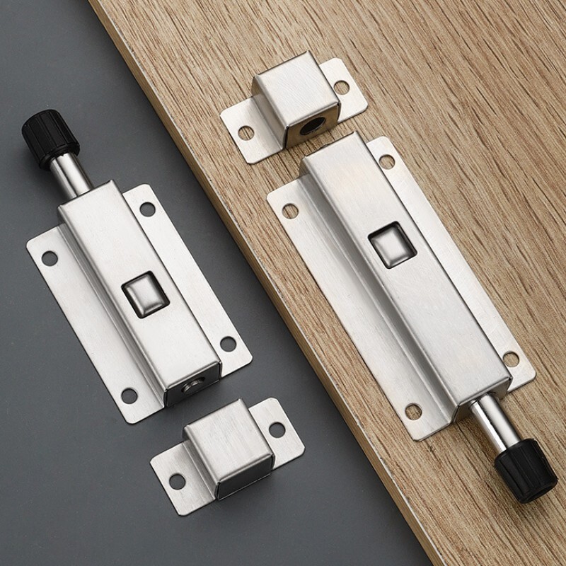 3" Door Barrel Bolt, Stainless Steel Security Push Button Spring Latch ...