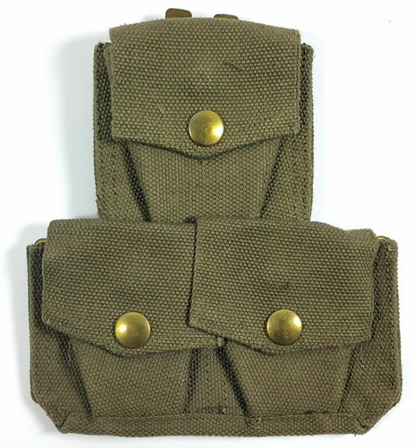 AUTHENTIC CANVAS MILITARY 303 ENFIELD THREE AMMO WEBBING POUCH WW2 ...