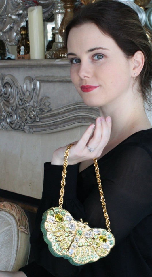 JUDITH LEIBER SWAROVSKI CRYSTAL CELESTRINA GOLD BUTTERFLY BAG ...