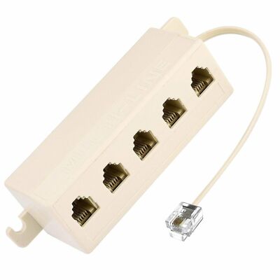 5 Way Outlet 6P4C RJ11 Telephone Phone Modular Jack Line Splitter ...