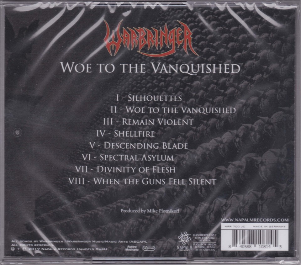 Warbringer 2017 CD - Woe To The Vanquished - Havok/Exodus/Testament ...