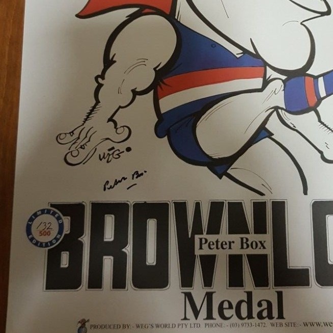 PETER BOX HAND SIGNED FOOTSCRAY ORIGINAL 1956 BROWNLOW MEDALLIST WEG ...
