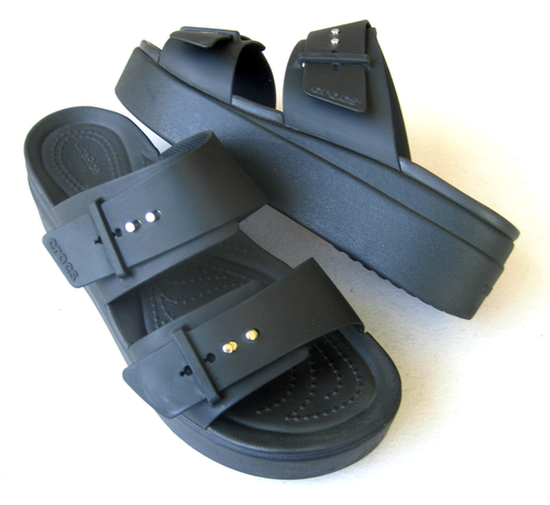 Crocs Brooklyn Sandal 8 Black Slip On Open Toe Lite Ride Platform ...