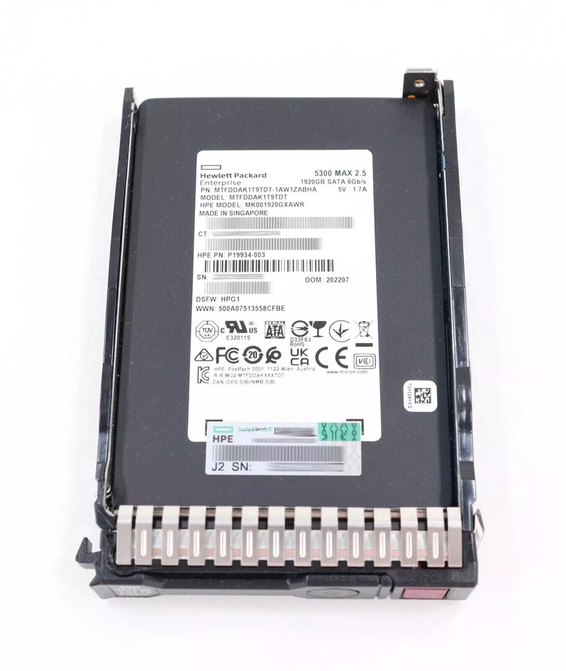NEW HPE P18426-B21 P18484-001 SATA 1.92TB 6G 2.5" SFF RI G8 G9 Gen10 ...