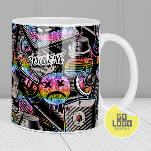 Cool Coffee Mug GRAFFITI HIP HOP Rainbow Pattern Music Retro 80s ...