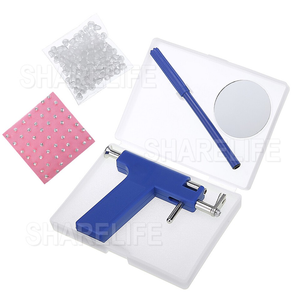 Pro Steel Ear Nose Navel Body Piercing Gun Kit Tool Set with Pack Of 98 ...