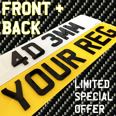 4D Number Plates! Set Front + Back Pair - ROAD LEGAL - 3D Replacement ...