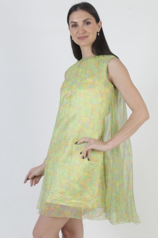 Vintage 60s Scooter Dress Colorful Floral Mod Chiffon Go Go Micro Mini ...